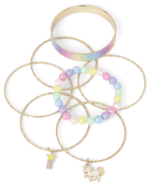Girls Rainbow Bangle Bracelet 7-Pack | The Children's Place - MULTI CLR