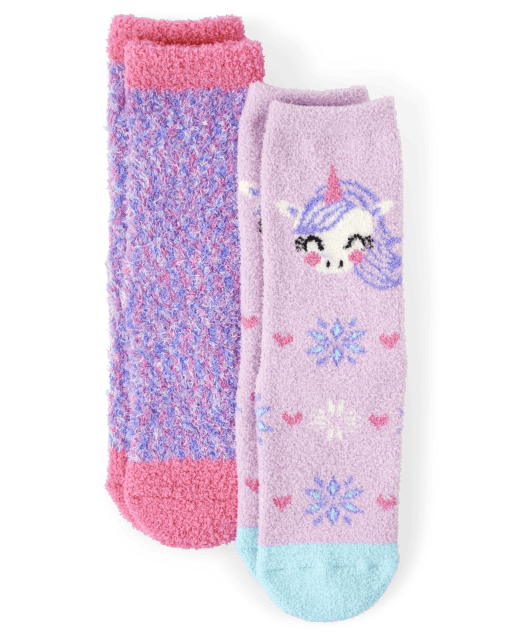 Girls Unicorn Cozy Socks 2-Pack | The Children's Place - MULTI CLR
