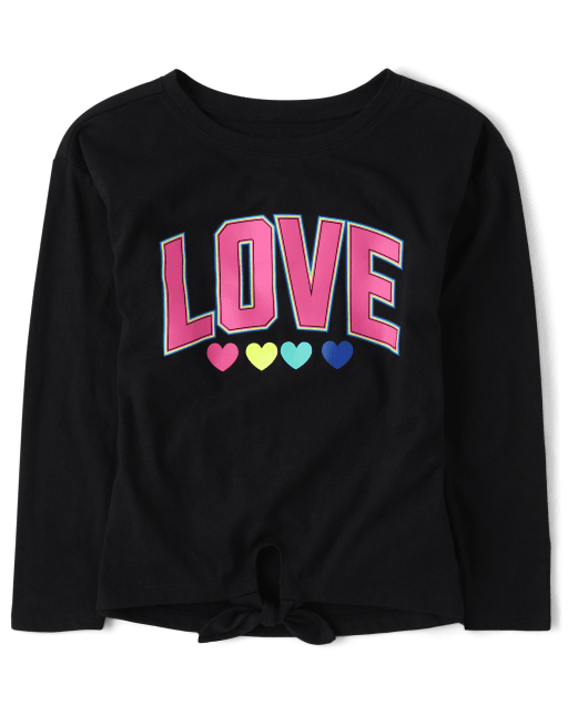 Girls Active Long Sleeve Graphic Boxy Tie-Front Top | The Children's ...
