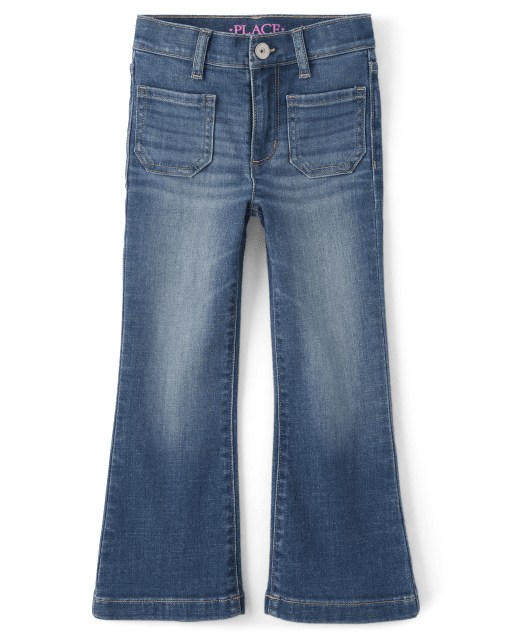 Girls Patch Pocket Flare Jeans - WILLOW WASH | The Children's Place