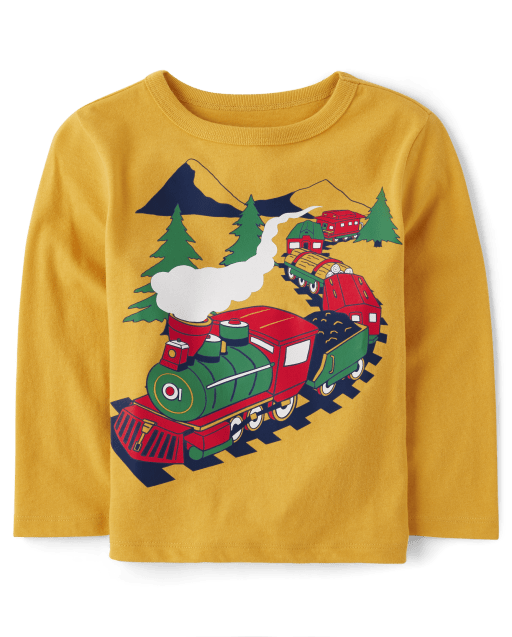 Baby And Toddler Boys Long Sleeve Train Graphic Tee | The Children's ...