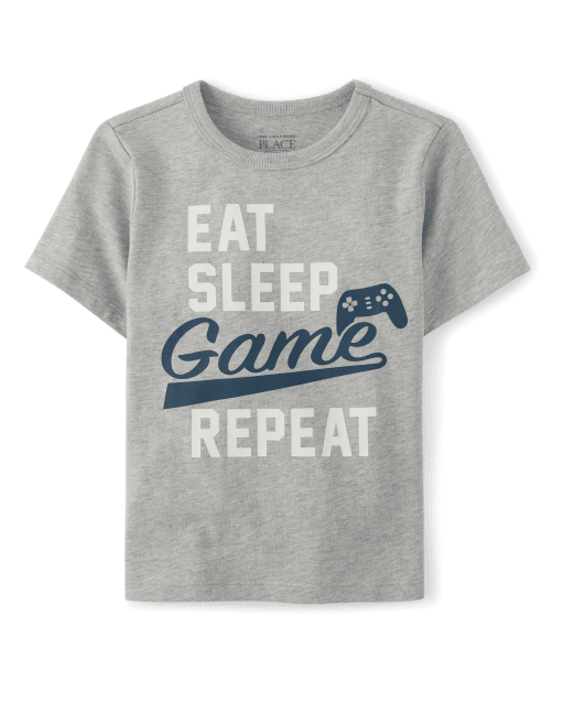 Baby And Toddler Boys Short Sleeve Eat Sleep Game Repeat Graphic Tee ...