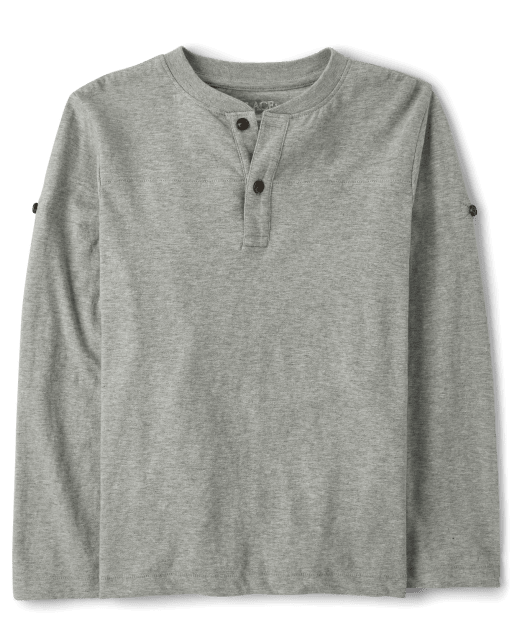 Boys Long Sleeve Henley Top | The Children's Place - H/T SMOKE