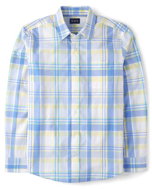 Mens Dad And Me Long Sleeve Plaid Poplin Button Up Shirt - WHIRLWIND ...