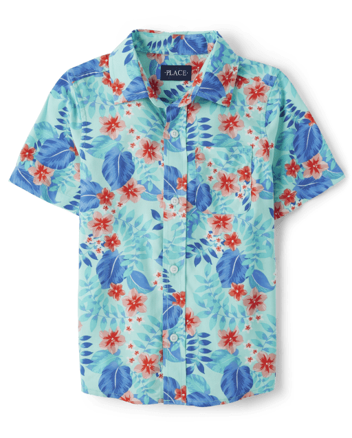 Boys Matching Family Short Sleeve Tropical Button Up Shirt - MELLOW ...