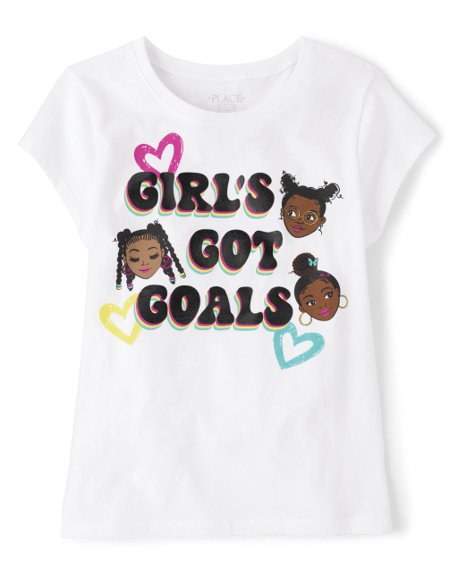 Girls Short Sleeve Goals Graphic Tee - WHITE | The Children's Place