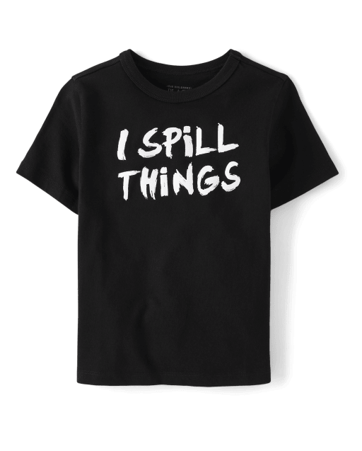 Baby And Toddler Boys Short Sleeve Spill Things Graphic Tee - BLACK ...