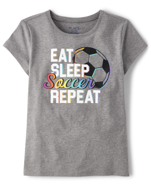 Girls Short Sleeve Soccer Repeat Graphic Tee - S/D KOALA GRAY | The ...