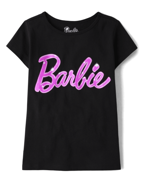 Girls Short Sleeve Barbie Graphic Tee - BLACK | The Children's Place