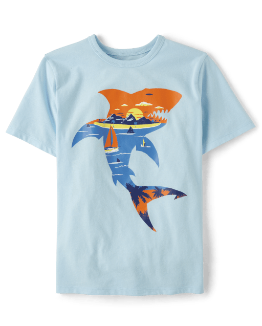 Boys Short Sleeve Shark Graphic Tee | The Children's Place - BRINE POOL
