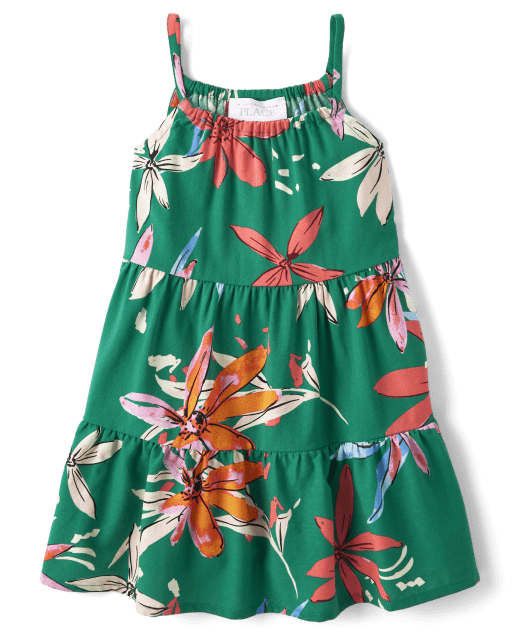 Toddler Girls Sleeveless Floral Tiered Halter Dress | The Children's ...