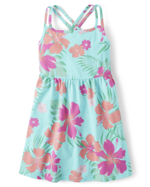 Girls Mix And Match Sleeveless Print Cross Back Dress - SOFTMARINE ...