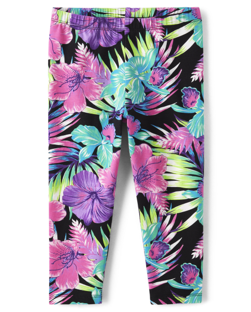 Girls Print Capri Leggings | The Children's Place CA - BLACK