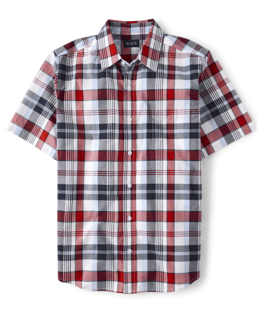 Mens Dad And Me Short Sleeve Plaid Poplin Button Up Shirt - BLUE | The ...