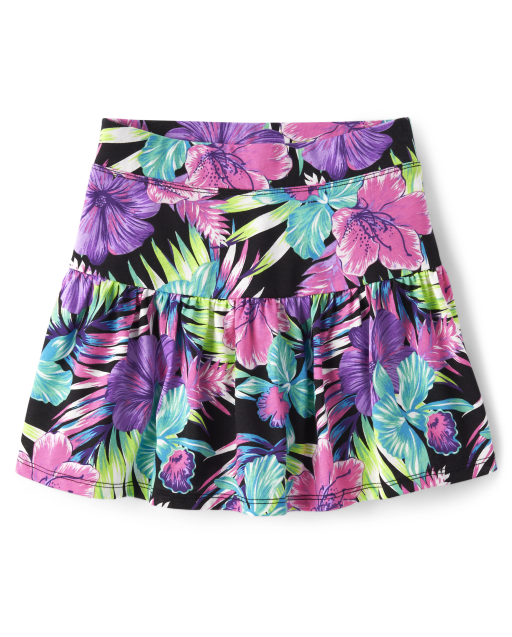 Girls Mix And Match Print Tiered Skort - BLACK | The Children's Place