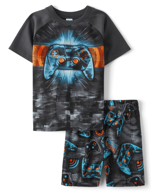 Boys Short Raglan Sleeve Gamer Pajamas - BLACK | The Children's Place