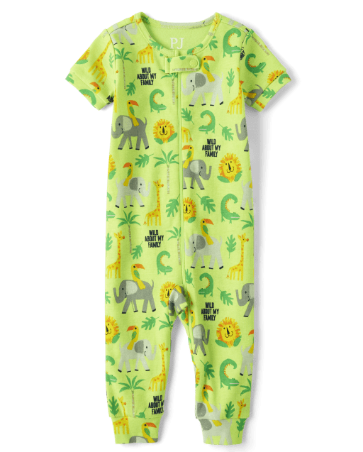Baby And Toddler Boys Short Sleeve Safari Print Snug Fit Cotton One ...