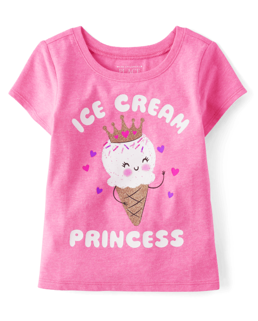 Baby And Toddler Girls Short Sleeve Ice Cream Princess Graphic Tee ...