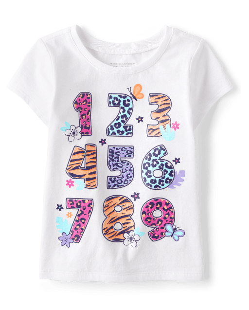 Baby And Toddler Girls Short Sleeve Numbers Graphic Tee - WHITE | The ...