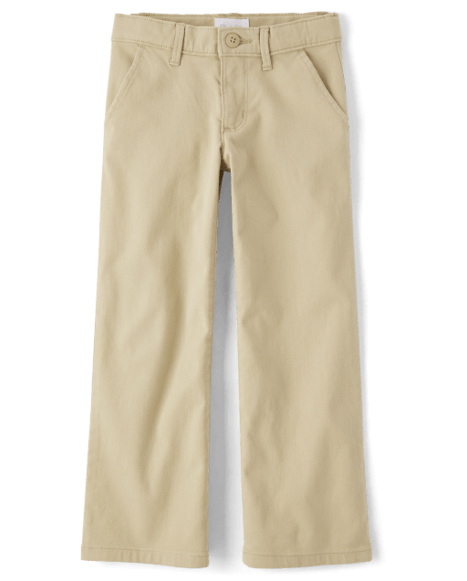 Girls Uniform Wide Leg Chino Pants - SANDY | The Children's Place