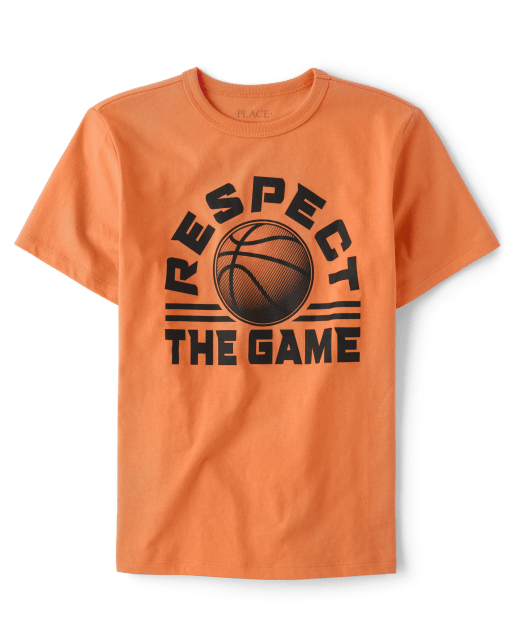 Boys Short Sleeve Respect The Game Basketball Graphic Tee - SUN GLOW ...