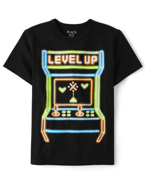 Boys Short Sleeve Level Up Graphic Tee - BLACK | The Children's Place