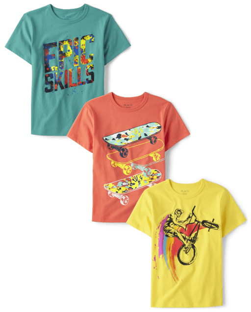 Boys Short Sleeve Extreme Sport Graphic Tee 3-Pack - MULTI CLR | The ...