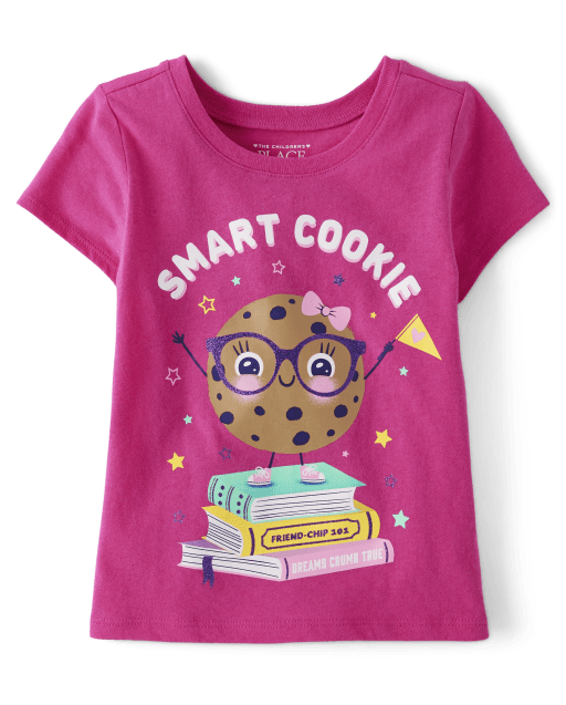 Baby And Toddler Girls Short Sleeve Smart Cookie Graphic Tee - PINK ...