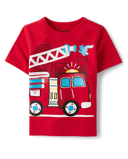 Baby And Toddler Boys Short Sleeve Fire Truck Graphic Tee - RED | The ...