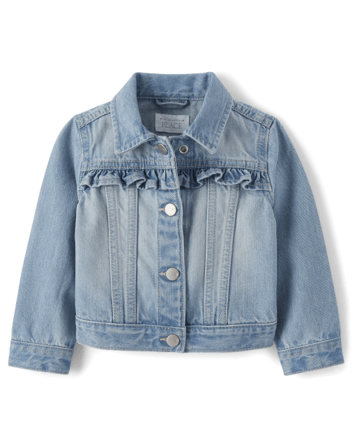 Baby And Toddler Girls Ruffle Denim Jacket - PHOEBE WASH | The Children ...