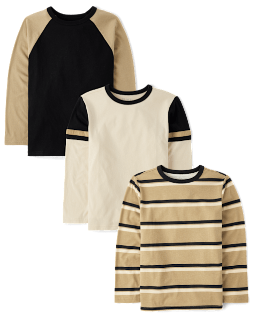 Boys Long Sleeve Colorblock Top 3-Pack - MULTI CLR | The Children's Place