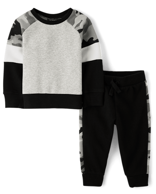 Baby And Toddler Boys Active Camo Colorblock Fleece Sweatshirt And ...