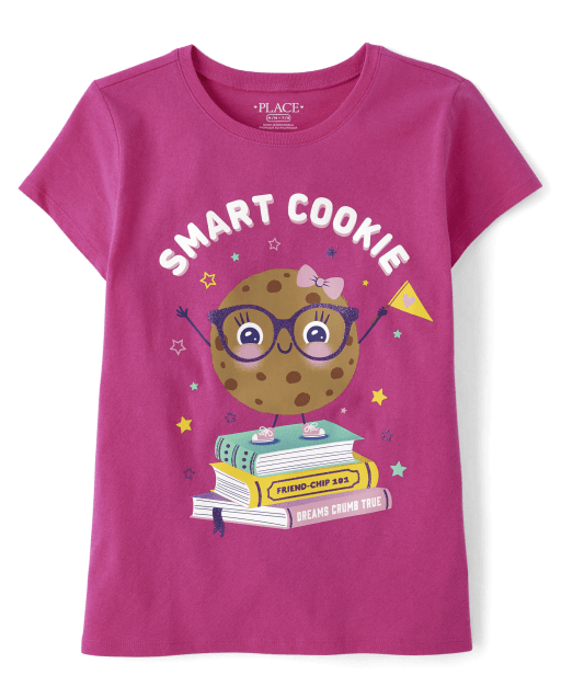 Girls Short Sleeve Smart Cookie Graphic Tee - PINK GLOW | The Children ...