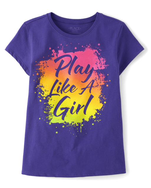 Girls Short Sleeve Play Like A Girl Graphic Tee | The Children's Place ...