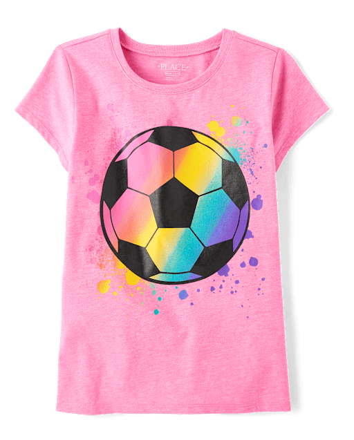 Girls Short Sleeve Soccer Ball Graphic Tee - S/D STARDUST PINK | The ...
