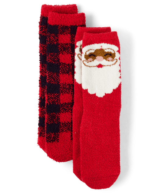 Unisex Kids Matching Family Christmas Santa Cozy Socks 2-Pack - MULTI ...