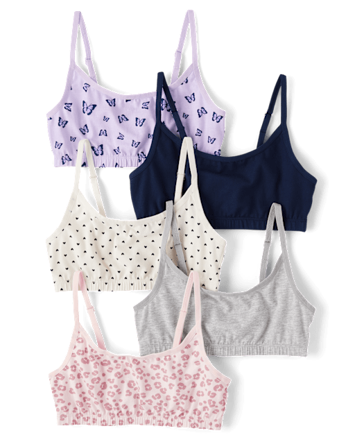 Girls Sleeveless Leopard Bralette 5-Pack - MULTI CLR | The Children's ...
