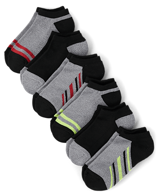 Boys Striped Cushioned Ankle Socks 6-Pack - BLACK | The Children's Place