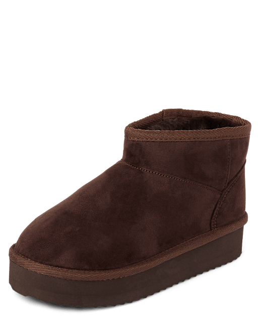 Girls Low Platform Teddy Boots - DK BROWN | The Children's Place