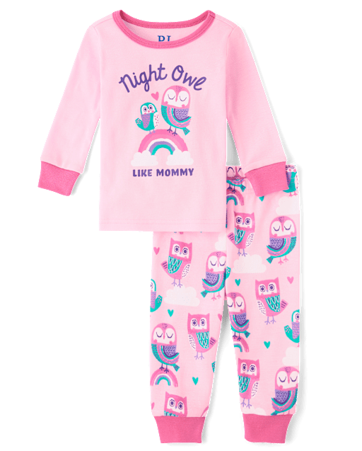 Baby And Toddler Girls Long Sleeve Night Owl Snug Fit Cotton Pajamas ...
