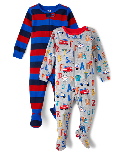 Baby And Toddler Boys Long Sleeve Striped Alphabet Snug Fit Cotton ...