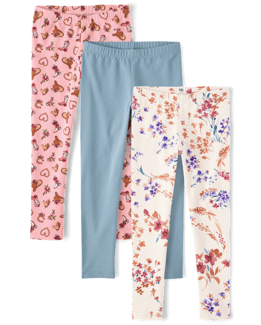 Girls Mix And Match Print Leggings 3-Pack - WHITE DAISY | The Children ...