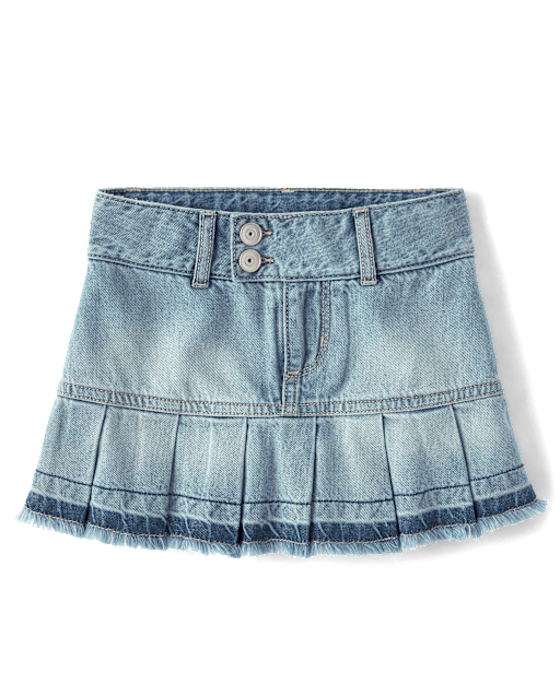 Girls Pleated Denim Skort - TWYLA WASH | The Children's Place