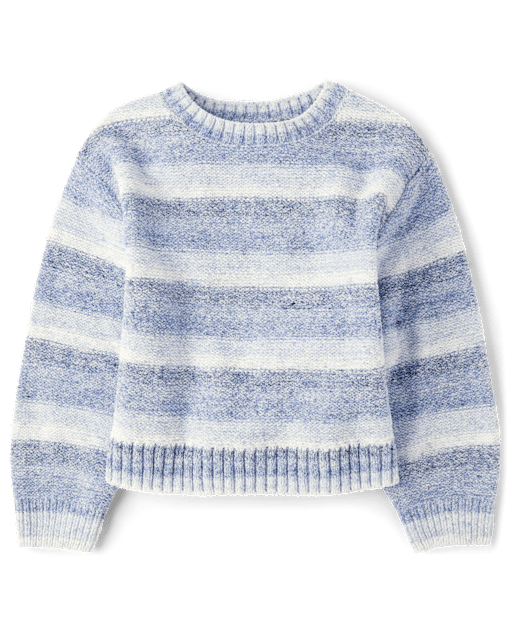 Girls Long Sleeve Striped Sweater - BLUE AURA | The Children's Place