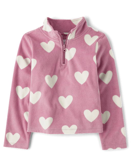 Girls Long Sleeve Print Microfleece Half Zip Pullover - PURPLE | The ...