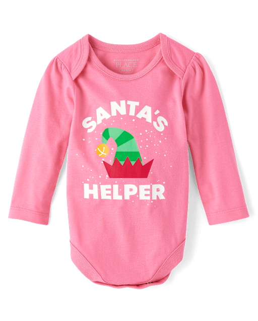 Baby Girls Christmas Long Sleeve Santa's Helper Graphic Bodysuit ...