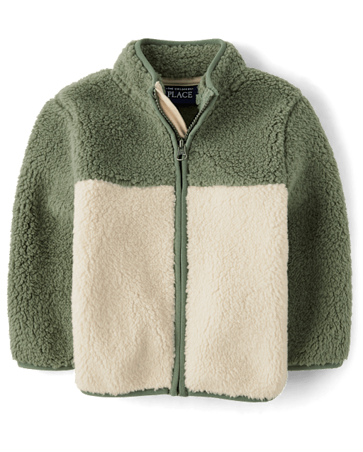 Baby And Toddler Boys Long Sleeve Colorblock Sherpa Zip Up Jacket - HAY ...
