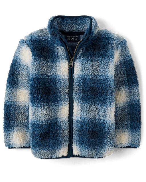 Baby And Toddler Boys Long Sleeve Print Sherpa Zip Up Jacket - TIDAL ...