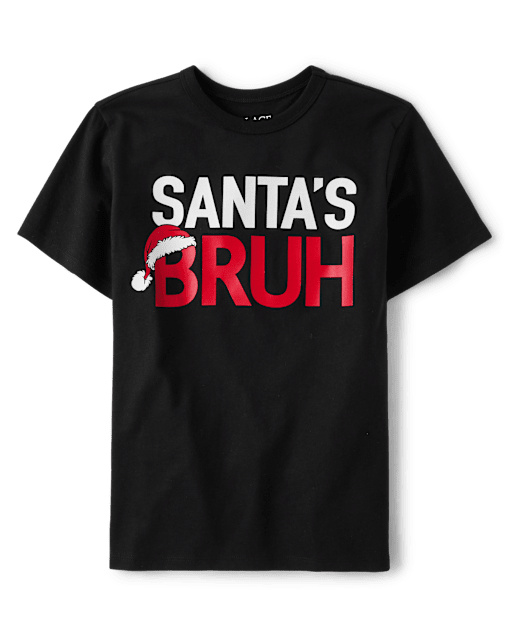 Boys Christmas Short Sleeve Santa's Bruh Graphic Tee - BLACK | The ...