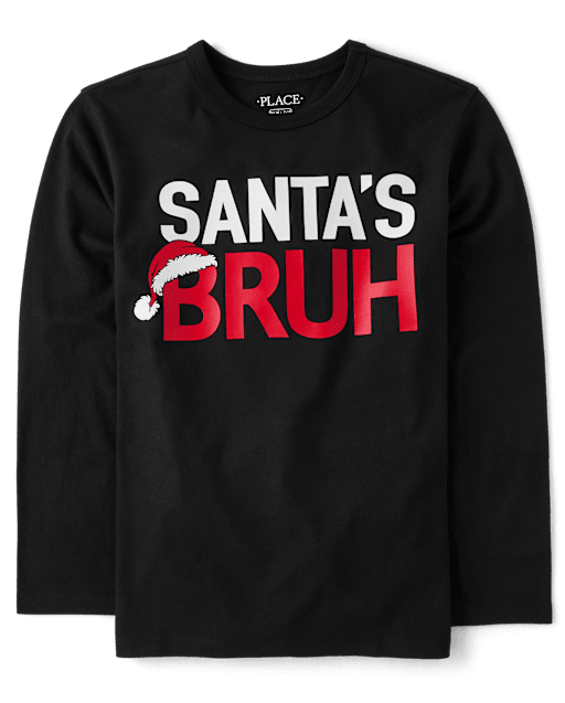 Boys Christmas Long Sleeve Santa's Bruh Graphic Tee - BLACK | The ...